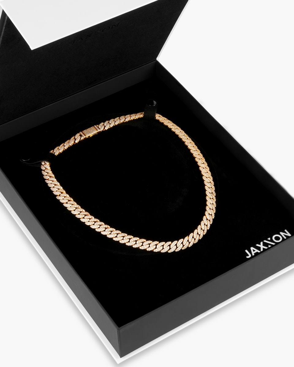 Iced Out Cuban Link Chain - 10mm - Men's Studded Chain - JAXXON